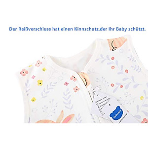 Chilsuessy Baby Wearable Blanket Unisex Cotton Sleep Bag Ultra Soft Baby Sleeping Sack 0.5 TOG Summer Sleeveless Sleeping Bag for Toddler Boys and Girls, Cute Bunny, 130cm/5-6 T