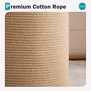 YOUDENOVA Cotton Laundry Hamper, 58L - Woven Collapsible Storage Basket - Jute Brown