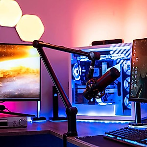 IXTECH Boom Arm - Adjustable 360° Rotatable Microphone Sturdy Stainless Steel Mic Desk, Table Stand Foldable Scissor Stable Mount Arms for Radio Studio, Podcast, Gaming