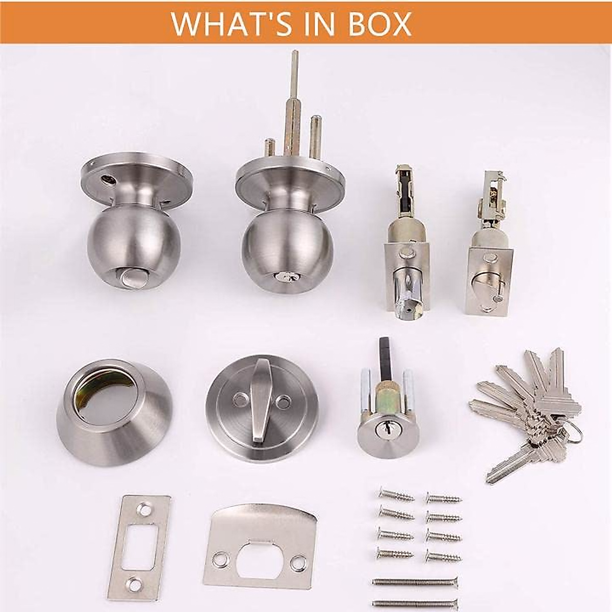 Probrico 3 Pack-Entry Door Knob and Deadbolt Lock Set, handleset with Single Cylinder Deadbolt Keyed Alike Combo Pack, Right or Left Handed, Entry Door Lever Exterior and Interior