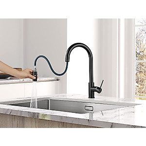 AguaStella AS60MB Matte Black Pull Down Kitchen Faucet and ASD52MB Matte Black Deck Plate Combination