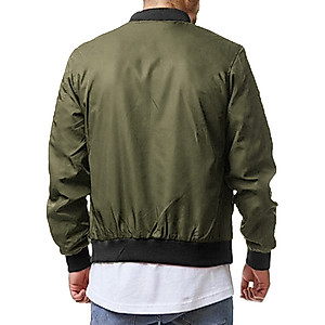 COOFANDY Men's Bomber Jacket Winter Windbreaker Jackets Fashion Winter Front Zip Jackets Army Green L