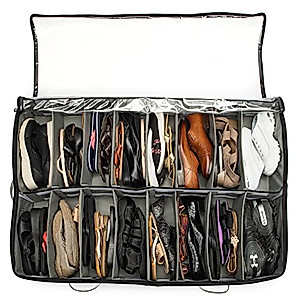 MOJECTO Extra Large Under Bed Storage Organizer (40x27x6 In) With Hard Bottom And Side Walls For Shoes, Blanket, Clothes.