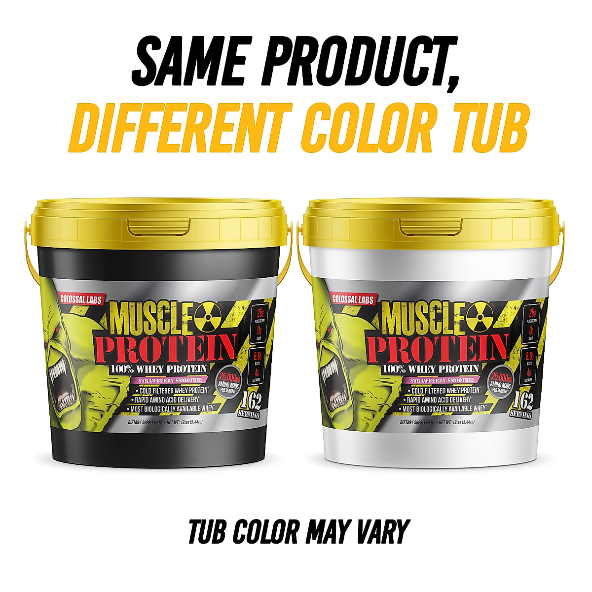 Colossal Labs Whey Protein Blend [12 Pounds/Pack of 1]–Vicious Vanilla, Cold Filtered, 25g Pure Protein, 6.6g BCAAs/Serving(Packaging May Vary)