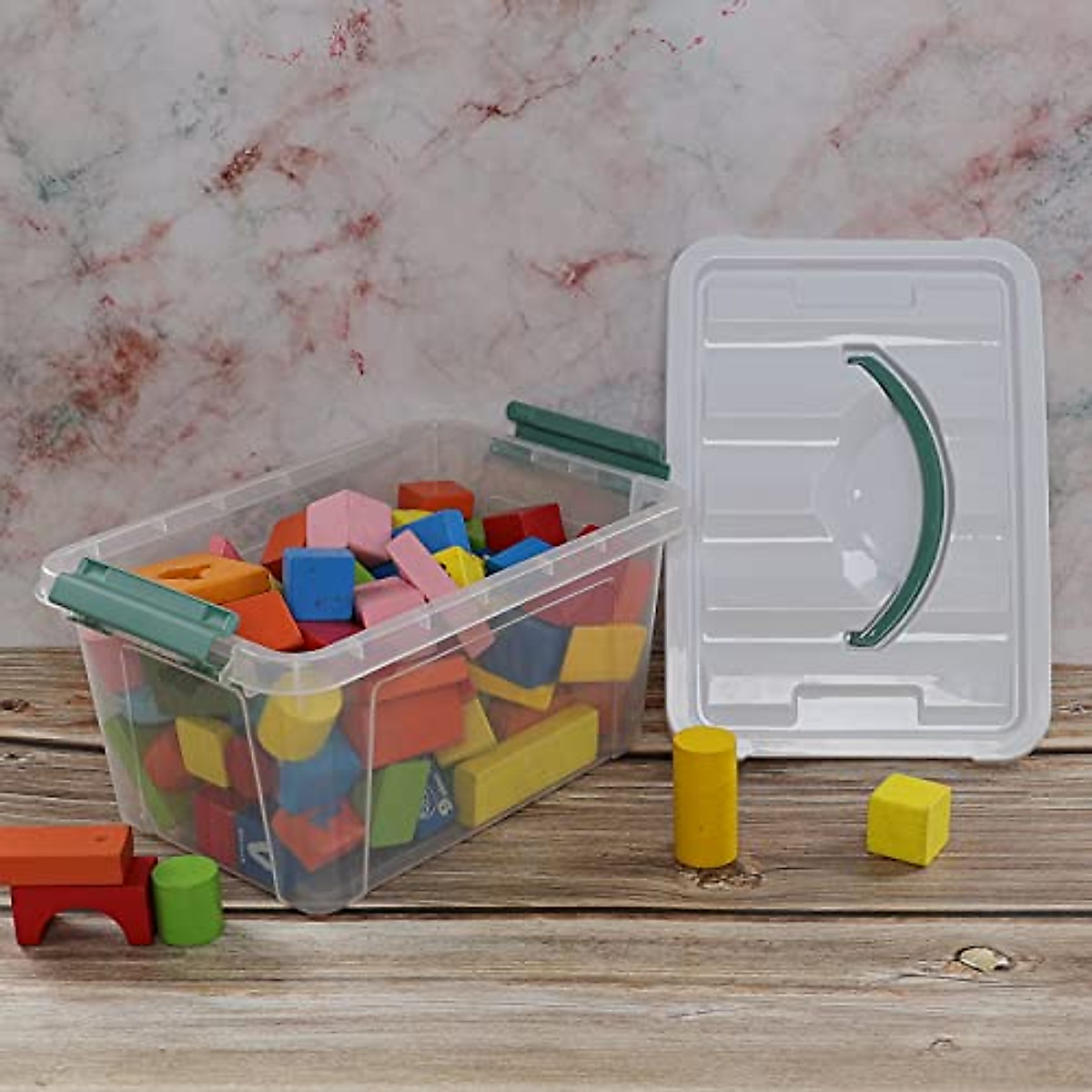 Jandson 5.5 L Clear Latch Box with Handle, 6 Packs Plastic Storage Container Bin