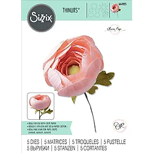 Sizzix Thinlits Die Set 5PK Ranunculus by Olivia Rose, 664925, One Size, Multicolor