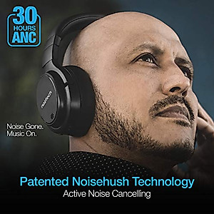 Naztech Driver ANC 1000 Active Noise Cancelling Bluetooth Wireless Headphones w/Mic Up to 50H Playtime for TV, Online Class + Home Office (Black) 15136
