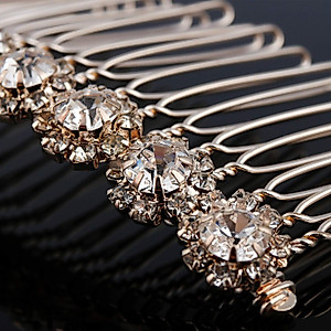WBCBEC 4 Pack High-grade Alloy Diamond Rhinestone Flower Hair Side Combs Wedding Bridal Jewelry Hair Clips for Women