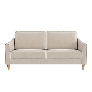 Mr. Kate Moon 73.5" Upholstered Sofa with Curved Back, Ivory Velvet