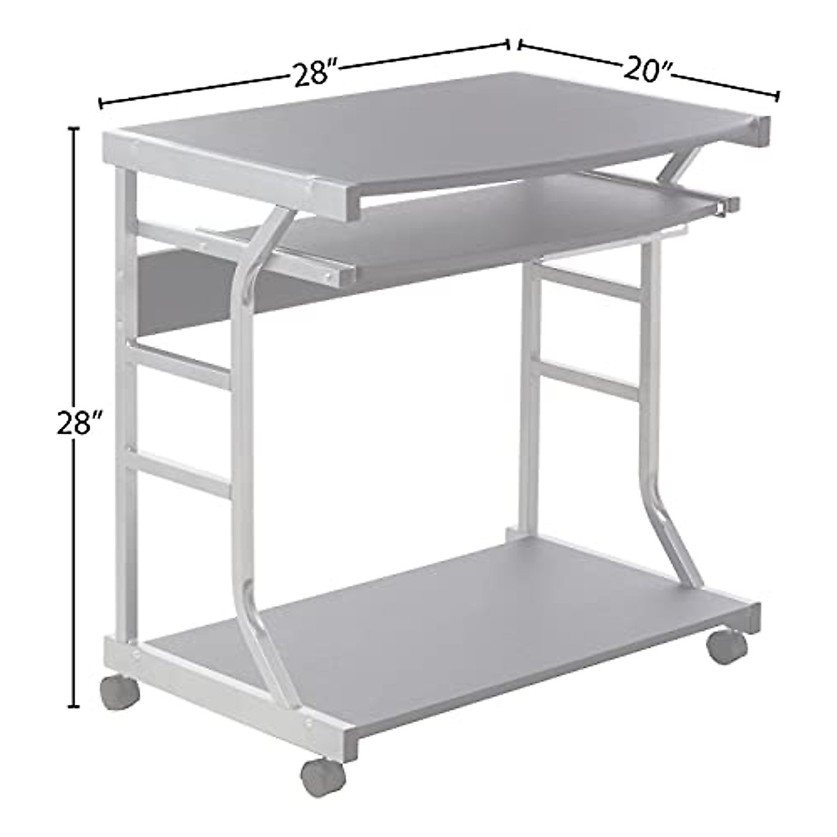 Target Marketing Systems Berkeley Mobile Desk with Pull Out Keyboard Tray and Lockable Wheels, Modern Rolling Laptop Table Ideal for Working from Home, 27.5", Black