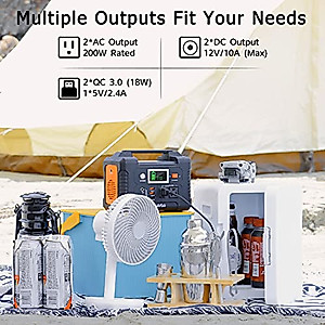 200W Portable Power Station, FlashFish 40800mAh Solar Generator With 110V AC Outlet/2 DC Ports/3 USB Ports, Backup Battery Pack Power Supply for CPAP Outdoor Advanture Load Trip Camping Emergency.
