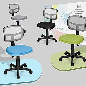 POWERSTONE Armless Home Office Chair Ergonomic Mesh Desk Chair Mid Back Swivel Computer Chair Adjustable Task Chair with Lumbar Support for Kids Teens Adults