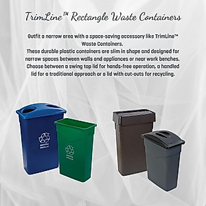 CFS 34202314 TrimLine Rectangle Waste Container Trash Can Only, 23 Gallon, Blue