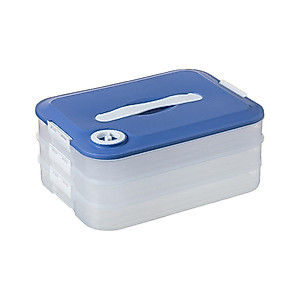 IEUDNS Refrigerator Dumplings Organizer Dumplings Organizer Excellent Seal Protection Portable Handle Stackable Convenient Food Storage Box , three floors