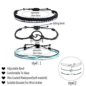 Long tiantian Wave Bracelets Cute Boho Braided String Beach Ocean Bracelet for Women Summer Jewelry Trendy Stuff (L)