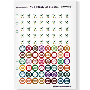 Young Living Essential Oil Labels Bottle Cap Stickers for YL EO Bottles 7 Sheets 616 Lid Stickers for Aromatherapy Containers YoungLiving Lid Stickers by Got Oil Supplies
