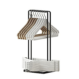 Ainstru Hanger Organizer Stacker Clothes Hanger Storage Up to 65 Velvet Hangers for Closet Laundry Room, Metal Hanger Holder Rack for Adults or Children Clothes Hangers