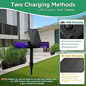 Kittmip 2 Pack Bug Zapper Solar Powered Led Mosquito and Insect Bug Zapper Light Outdoor Mosquito Traps Repellent Path Light for Garden Lawn Patio, Purple