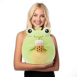 PLAYNICS Large Frog Plush Pillow Stuffed Animal Toy,Big Size Cute Soft Toys 13" Fat Kawaii Hugging Pillows Cuddle Huggable Plushie,Gift for Kids