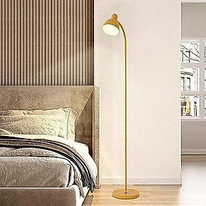 Modern Floor Lamp, Living Room Bedroom Floor Lighting, Industrial Task Light, Rustic Farmhouse Reading Light, Matte Finish,Sturdier Body,Adjustable Gooseneck Metal Head - Free 1 LED Bulb.(Yellow)