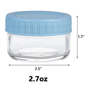 FEOOWV 6pcs Salad Dressing container, Glass Small condiment with Lids-DippingSauce Cups Set-Leakproof Reusable with Lid Small Jars Lunch Box Accessories (2.7oz/80ml)