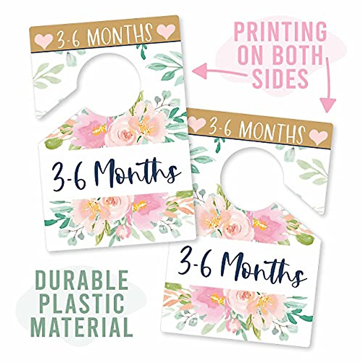 6 Baby Closet Size Dividers Baby Girl - Floral Baby Closet Dividers by Month, Baby Closet Organizer for Nursery Organization, Baby Essentials for Newborn Essentials Baby Girl, Nursery Closet Dividers