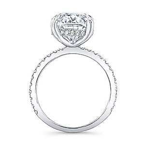 4 CT Oval Cut Moissanite Engagement Ring Solitaire Wedding Ring Anniversary Promise Gifts Ring for Women Hidden Halo Sterling Silver