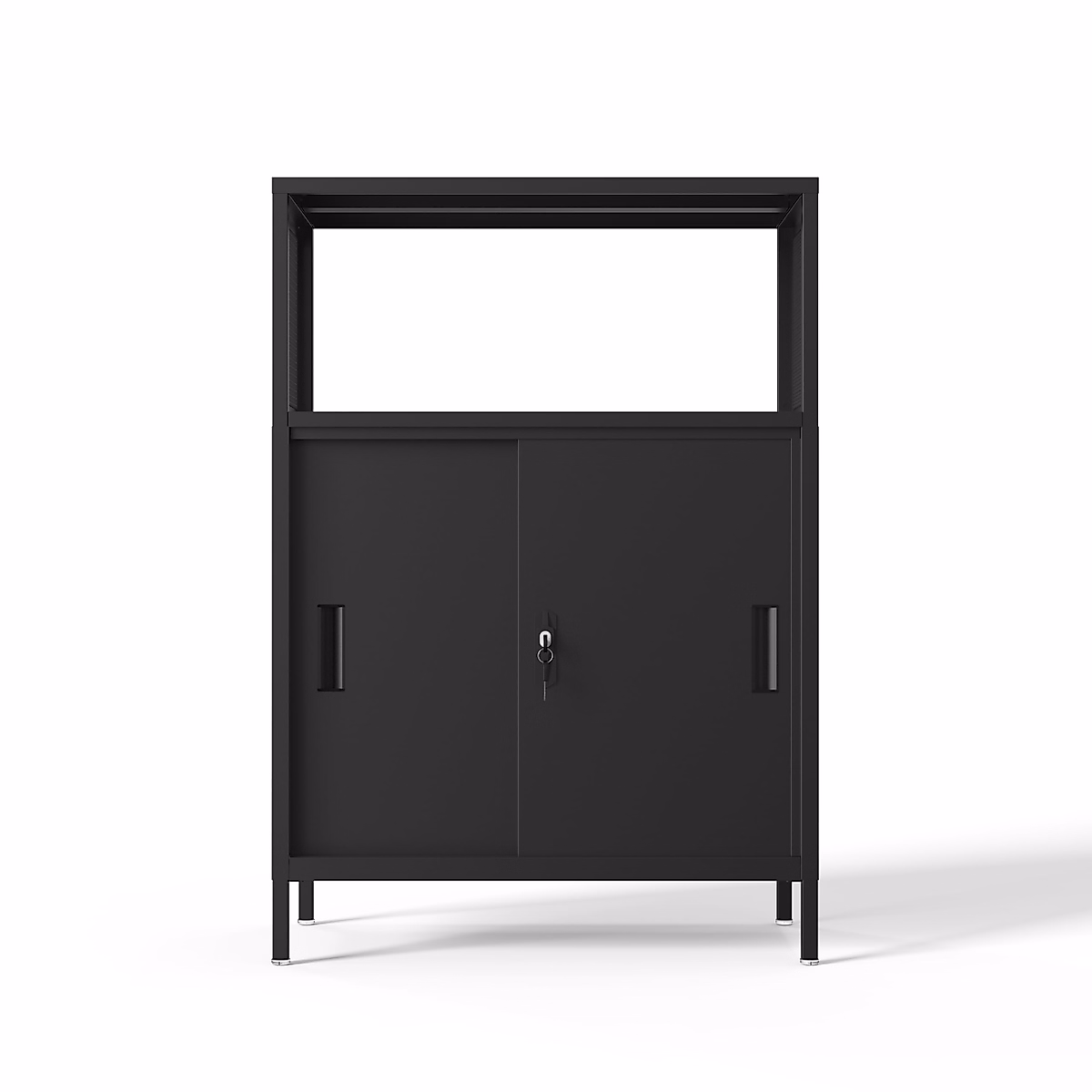 Warmiehomy Metal Lateral File Cabinet with Sliding Locking Doors and Adjustable Shelf Black Filing Storage Cabinet for Home Office