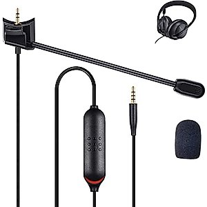 Tobysome QC45 Boom Microphone Cable Cord,Detachable Boom Microphone Cable with Mute Switch Compatible with Bose QuietComfort 45 Noise Cancelling Headphones for PC PS4 PS5 Xbox One Controller(4FT)