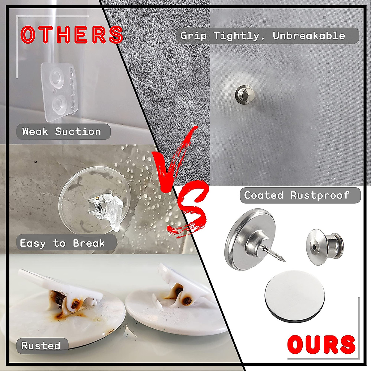 Arayarser Shower Curtain Side Magnets to Keep Curtain Closed to The Wall - 8 Pcs Shower Curtain Splash Guards, Magnetic Shower Curtain Clips for Side of Shower, 8 Pcs, Silver