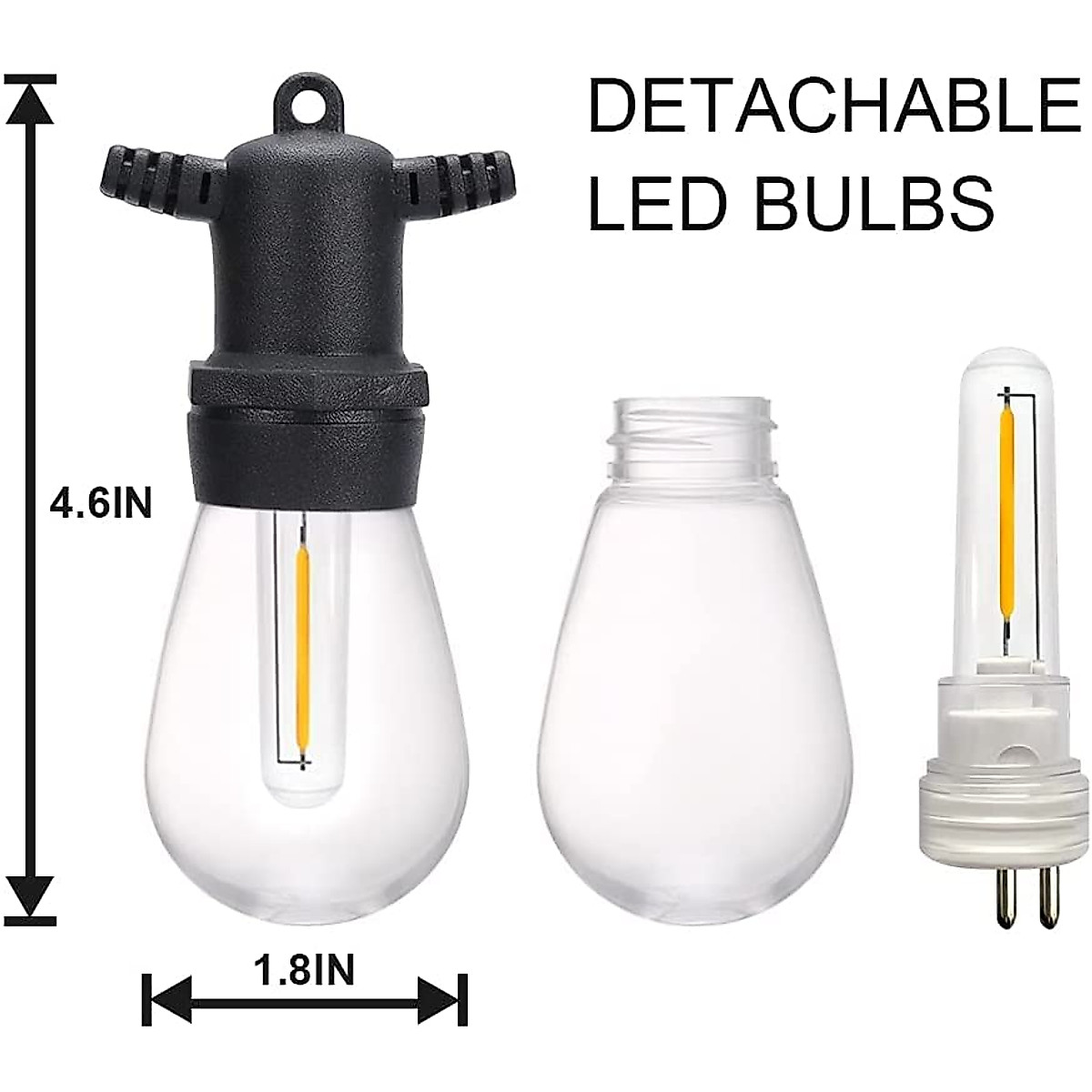 DGE S14 Replacement LED Bulb 6 Pack Replacement String Light Bulbs 1.5 Watt LED Replacement Light Bulb, Shatter-Proof and Waterproof IP65