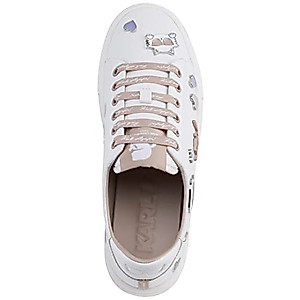 Karl Lagerfeld Paris Cate Shoes – Sneakers for Women with Iconic KLP Pins, White/Dune Pink, 10