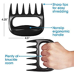 Unicook BBQ Claws 2 Pack, Shredder Claws to Shred Lift & Carve Pork, Turkey, Chicken, Brisket, Ham - Barbecue Utensil Tool for BBQ Grilling Smoking Roasting, Black