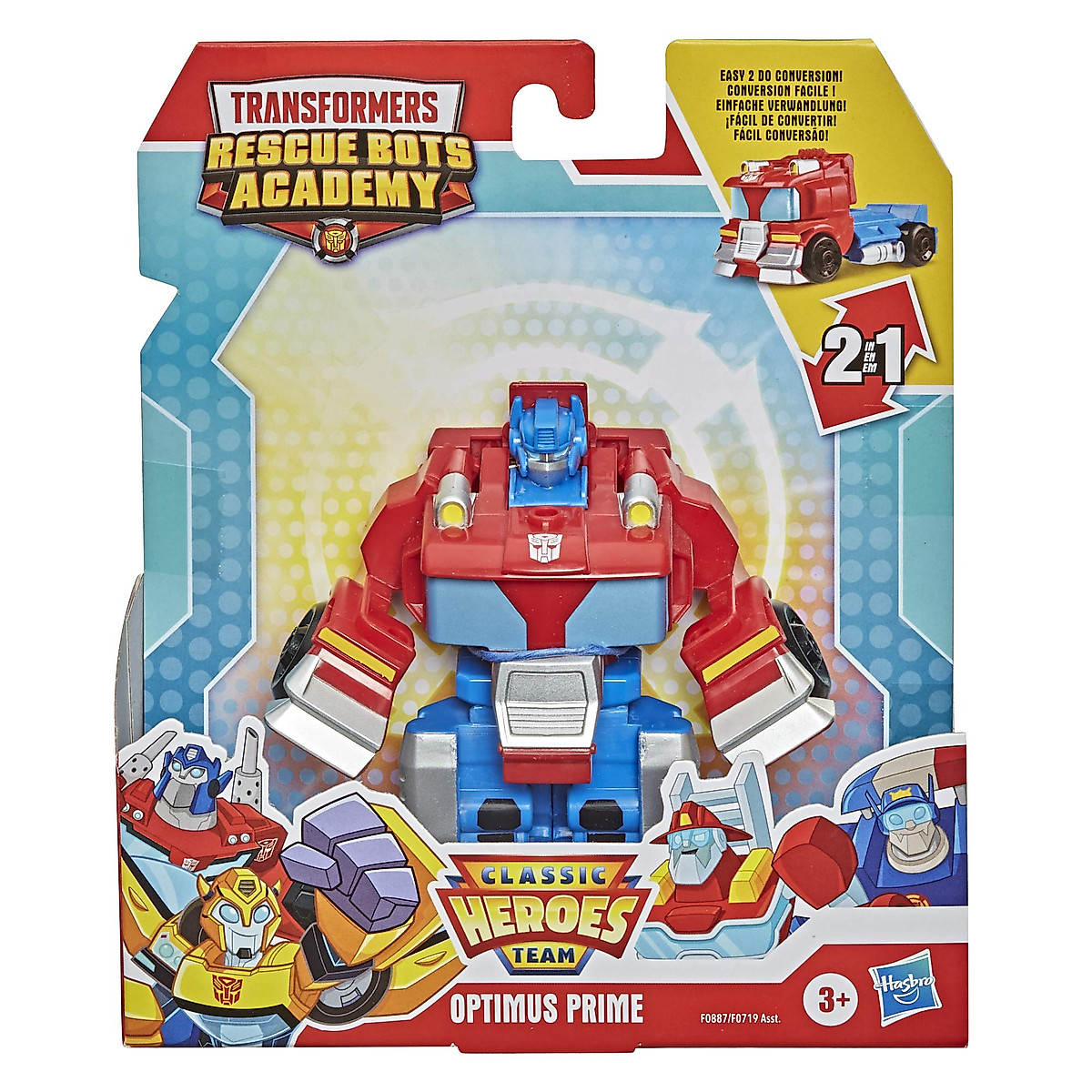 Transformers Playskool Heroes Rescue Bots Academy Classic Heroes Team Optimus Prime Converting Toy, 4.5-Inch Action Figure, Ages 3 and Up
