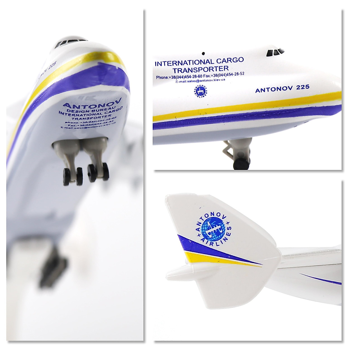 QIYUMOKE 1:400 Antonov An-225 Mriya Diecase Airplane Model Ukraine Painted Mriya Transporter Military Display Model Plane for Collection