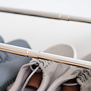 IRIS USA 3-Tier Shoe Rack, Up to 15 Pairs, 25" - 46"L Extendable Shoe Shelf, for Entryway Mudroom, Extendable Shoe Organizer for Closet, Stackable Shoe Storage, Metal Shoe Shelf for Small Space