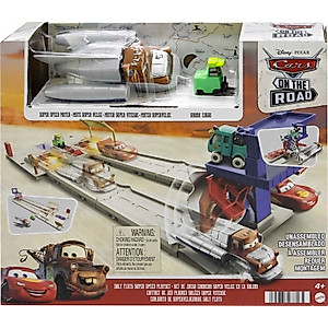 Disney Cars Toys, Cars On The Road, Salt Flats Super Speed Playset, Includes Super Speed Mater and Sarah Coggs Pitty