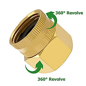 Hooshing 3PCS Brass Garden Hose Swivel Adapter Connector 3/4" GHT to 3/4" NPT Thread Double Female Garden Hose Adapter