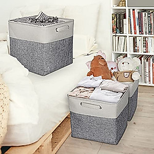 AivaToba 13 x 13 x13 Inch Large Fabric Storage Bins, Foldable Cube Storage Basket Set of 3 for Organizing, Storage Cube Bins with Handles for Shelf Closet Nursery Home