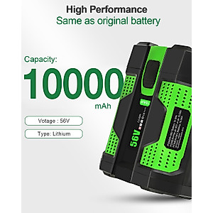 Aoasur 10.0Ah Battery Replacement for EGO 56V Battery （10.0AH-Green）