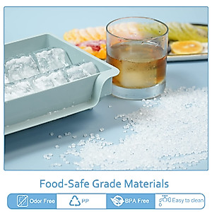 WIBIMEN Large Ice Cube Tray, Whiskey Ice Mold with Bin & Tong Square Ice Cube Mold, Leakproof Large Ice Cube Molds for Cocktails Whiskey Bourbon Scotch-Easy Fill & Transfer & Remove(Blue)