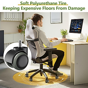 Office Chair Wheels Replacement for IKEA Chairs, 10mm Stem (Set of 5), PChero 2" Heavy Duty Swivel Polyurethane Casters for IKEA Chair Furniture Accessories, Protection for Hardwood Floors Carpet