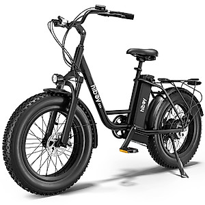 Hiboy EX6 Electric Bike for Adults, 20" 4.0 Fat Tire E Bike 500W Brushless Motor, 48V 15AH Removable Battery Ebike Up to 25 MPH, Shimano 7 Speed with Electric Horn