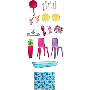 Barbie Doll and Dollhouse, Portable 1-Story Playset with Pool