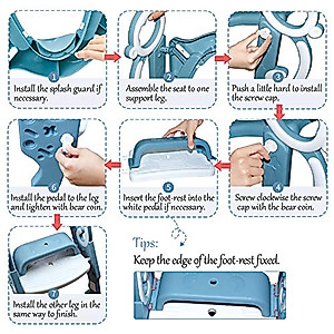 GrowthPic Toddler Toilet Seat with Step Stool Ladder for Boy and Girl Baby, Potty Training Seat Kid's Toilet Trainer with Splash Guard (Blue)