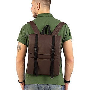 Under NY Sky Knife Bag - Brown Real Leather - 13 Knife Slots, 2 Zipped Pockets for Kitchen Utensils, Large Pocket for Tablets & Notebooks - Expandable - Tool Storage Bag Style for Chefs, Cooks, BBQ