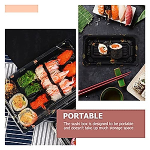 BESTonZON Meal Prep Containers Reusable Disposable Food Containers Sushi Packing Box with Lid Bakery Boxes Swiss Roll Container Roll Cake Box Portable Fruit Salad Boxes 50pcs Meal Prep Container