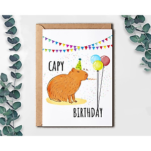 EruditeGifts Greeting Card - Funny Capy Birthday Card - Capybara Themed Card for Friends