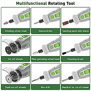 Huepar Tools Cordless Rotary Tool 8V,138pcs Accessories include MultiPro Keyless Chuck, 5 Variable Speed 5000-30000RPM Power Rotary Tool Kit for Dog Nail, Crafting Projects and DIY Creations - RT8