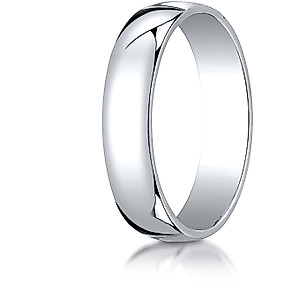 BANVARI Benchmark 14K White Gold 5mm Low Dome Light Wedding Band Ring, Size 9